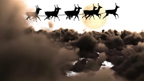 Animation of santa claus in sleigh with ... | Stock Video | Pond5
