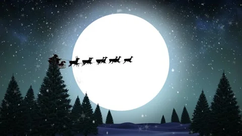 Animation of santa claus in sleigh with ... | Stock Video | Pond5
