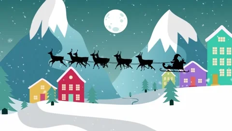 Animation of santa claus in sleigh with ... | Stock Video | Pond5