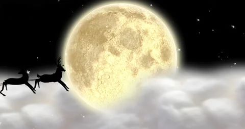 Animation of santa claus in sleigh with ... | Stock Video | Pond5