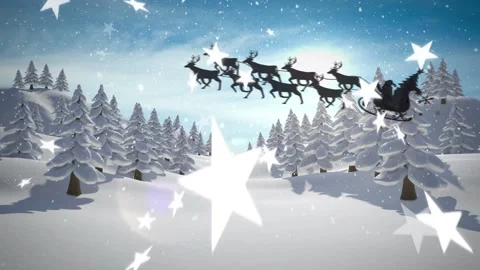 Animation of santa claus in sleigh with ... | Stock Video | Pond5