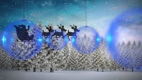 Animation of santa claus in sleigh with ... | Stock Video | Pond5