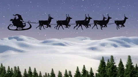 Animation of santa claus in sleigh with ... | Stock Video | Pond5