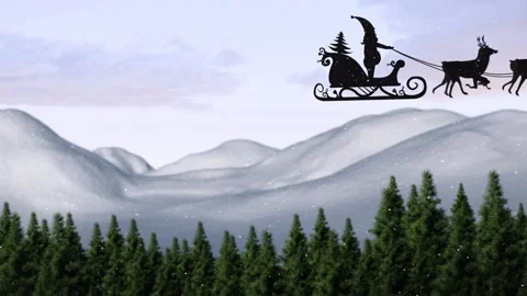 Animation of santa claus in sleigh with ... | Stock Video | Pond5