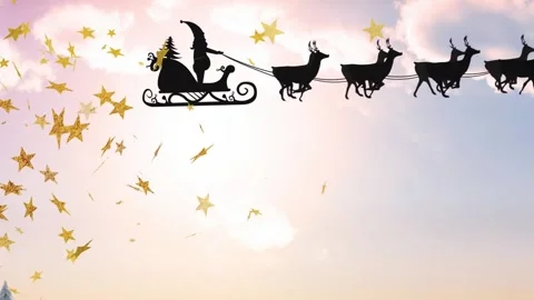 Animation of santa flying sleigh with re... | Stock Video | Pond5