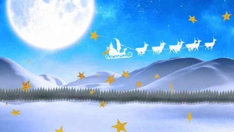 Animation of santa riding sleigh, moving... | Stock Video | Pond5