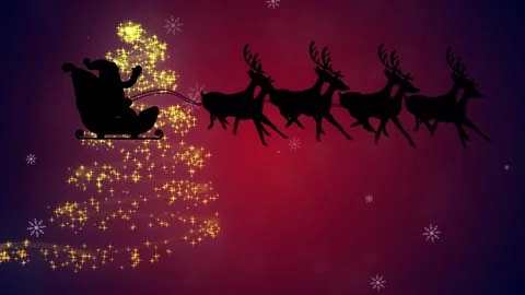 Animation of santa in sleigh over christ... | Stock Video | Pond5