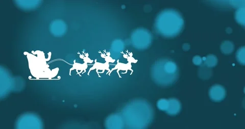Animation of santa sleigh over lights on... | Stock Video | Pond5