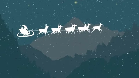 Animation of santa in sleigh over snow f... | Stock Video | Pond5