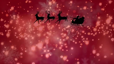 Animation of santa in sleigh over snow f... | Stock Video | Pond5