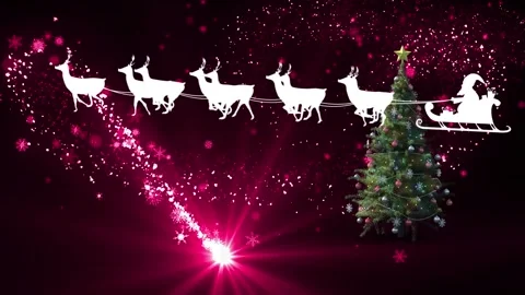 Animation of santa sleigh, red shooting ... | Stock Video | Pond5