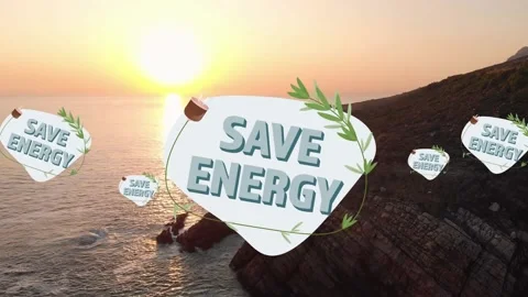 Animation of save energy text, sustainab... | Stock Video | Pond5