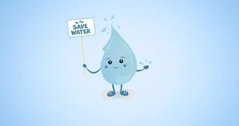 Animation of save water text on placard ... | Stock Video | Pond5