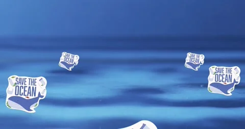 Animation of save water text on signs on... | Stock Video | Pond5