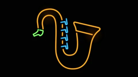 Animation saxophone neon light on green ... | Stock Video | Pond5