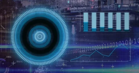 Animation of scanning circle, graphs, bi... | Stock Video | Pond5