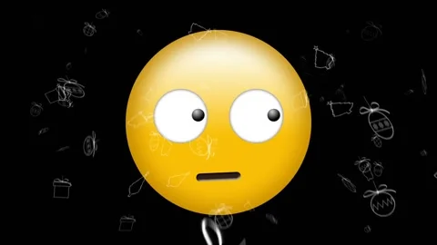 Animation of scared emoji icon on black ... | Stock Video | Pond5