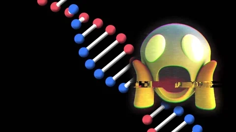 Animation of scary emoticon over dna cha... | Stock Video | Pond5
