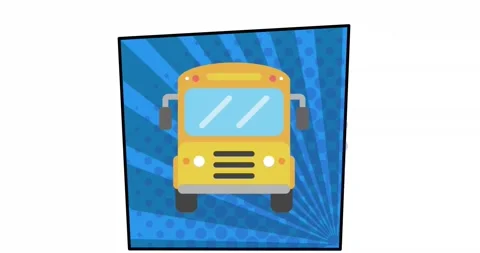 Animation of school bus icon on blue squ... | Stock Video | Pond5