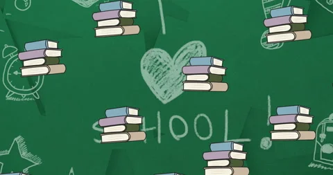 Animation of school items icons moving o... | Stock Video | Pond5