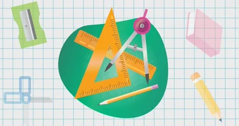 Animation of school items icons moving o... | Stock Video | Pond5