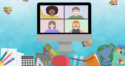 Animation of school items icons moving o... | Stock Video | Pond5