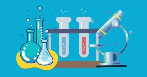 Animation of school science beakers and ... | Stock Video | Pond5