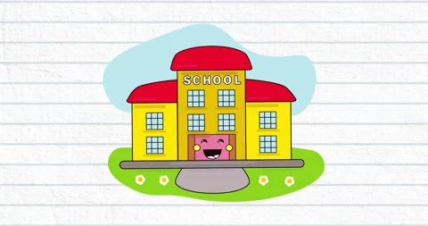 Animation of a school with a smile on bl... | Stock Video | Pond5