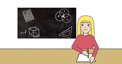 Animation of schoolgirl taking notes ove... | Stock Video | Pond5