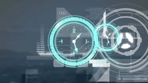 Animation of scope scanning and clocks o... | Stock Video | Pond5