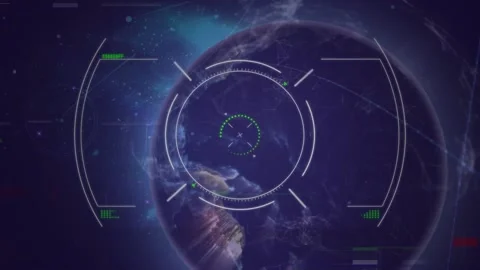 Animation of scope scanning and globe ov... | Stock Video | Pond5