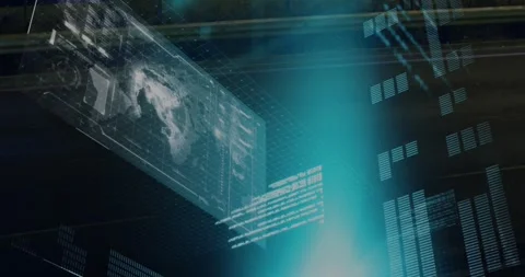 Animation of screen with globe, coding, ... | Stock Video | Pond5