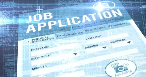 Animation of screen with job application... | Stock Video | Pond5