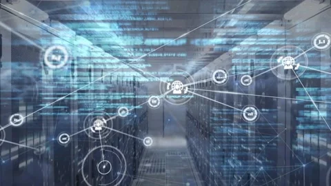 Animation of server room over data proce... | Stock Video | Pond5