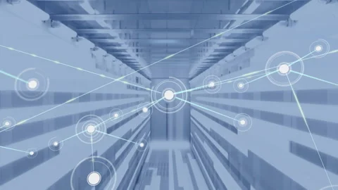 Animation of server room with white line... | Stock Video | Pond5