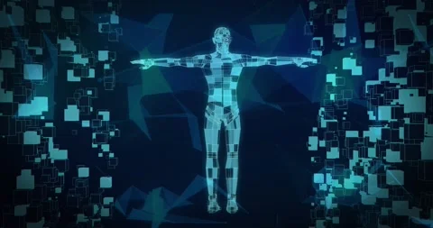 Animation of shapes and digital human ov... | Stock Video | Pond5