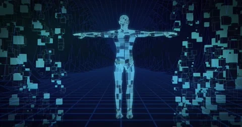 Animation of shapes and digital human ov... | Stock Video | Pond5