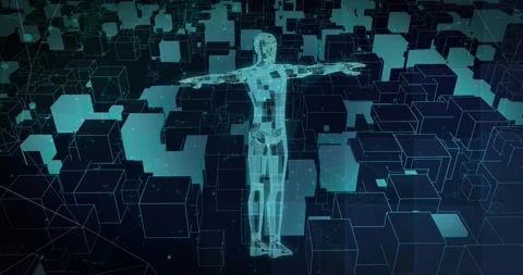 Animation of shapes and digital human ov... | Stock Video | Pond5
