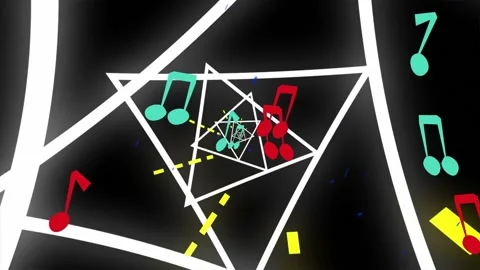 Animation of shapes and notes moving ove... | Stock Video | Pond5