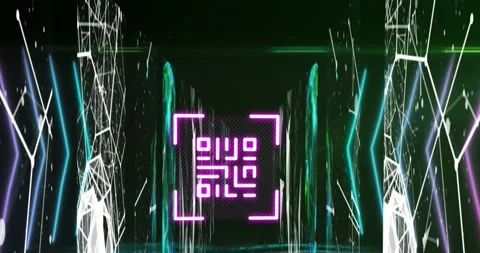 Animation of shapes and qr code in digit... | Stock Video | Pond5