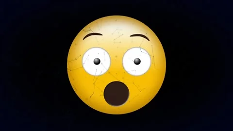 Animation of shocked emoji icon on black... | Stock Video | Pond5