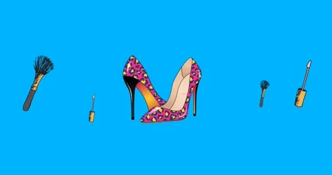 Animation of shoes icons and brushes on ... | Stock Video | Pond5