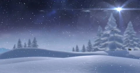 Animation of shooting star and snow fall... | Stock Video | Pond5
