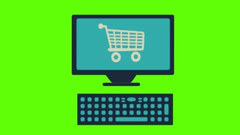 Animation of a shopping cart on the comp... | Stock Video | Pond5