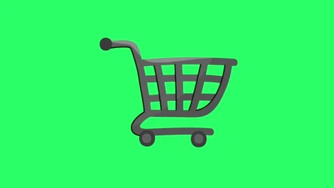 Animation shopping cart on green screen. | Stock Video | Pond5
