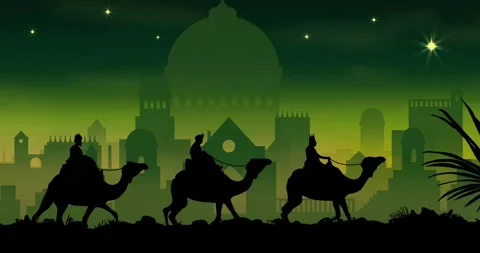 Animation of silhouette of three wise me... | Stock Video | Pond5
