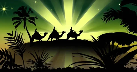 Animation of silhouette of three wise me... | Stock Video | Pond5