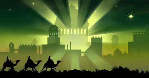 Animation of silhouette of three wise me... | Stock Video | Pond5