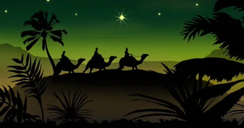 Animation of silhouette of three wise me... | Stock Video | Pond5