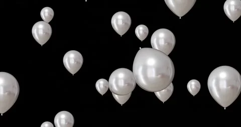 Animation of silver balloons on black ba... | Stock Video | Pond5